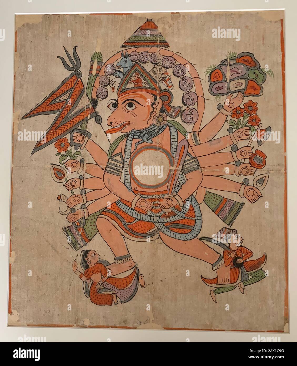 Hanuman in His Tantric Five-Headed Pancha Mukha Form, ca. late 19th ...