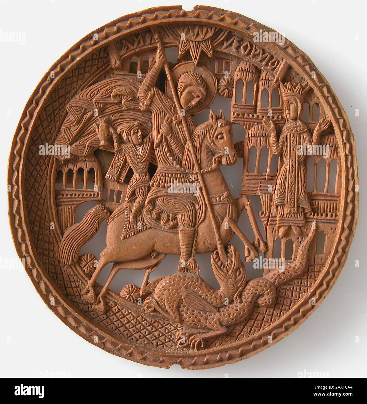 Medallion, St. George Slaying The Dragon, 17th century Stock Photo - Alamy