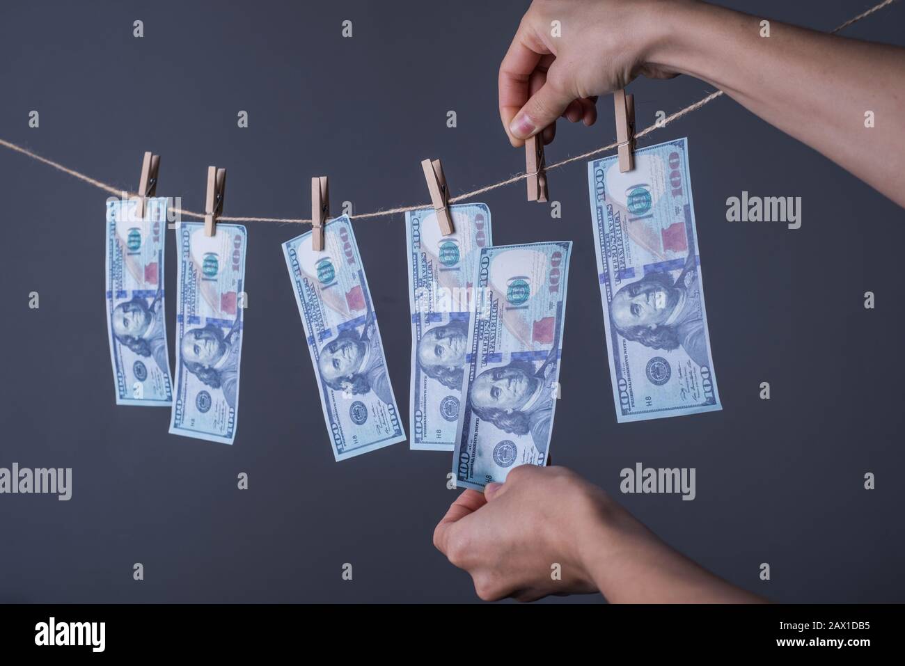 Hundred dollar bill drying on hi-res stock photography and images - Alamy
