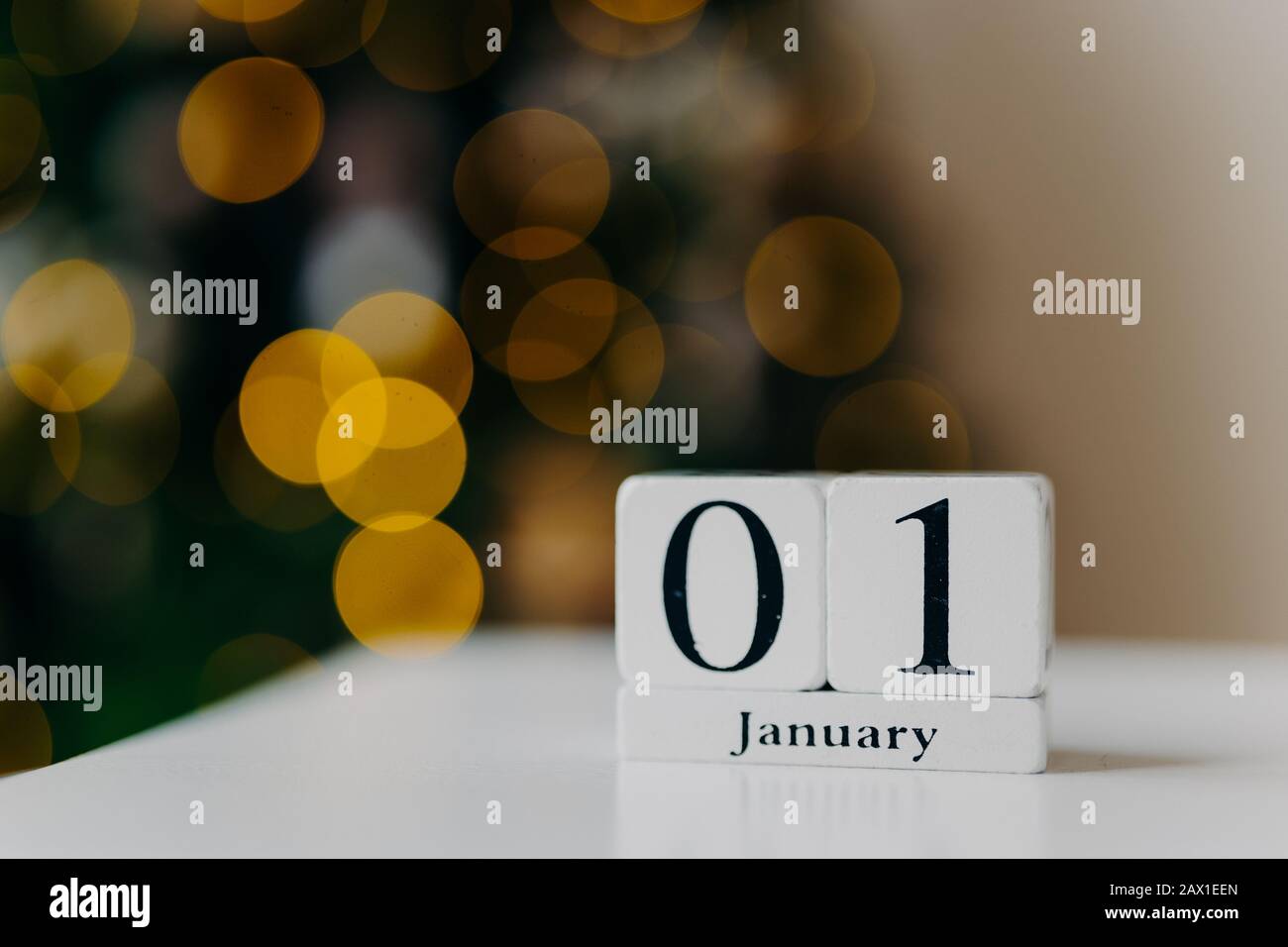 Winter time, first of January. Calendar with numbers and month on white ...
