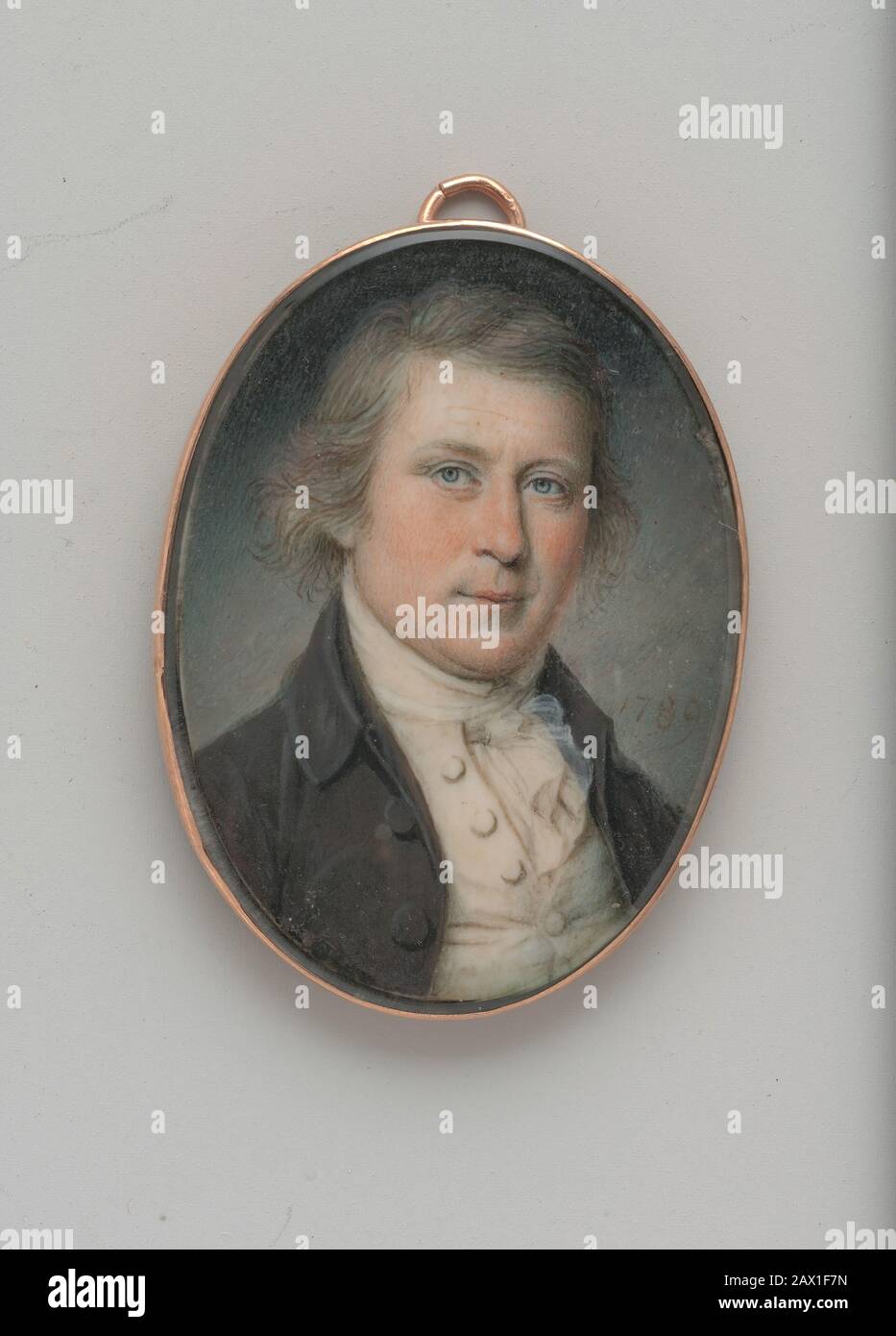 Self portrait miniature watercolour painting hi-res stock photography ...