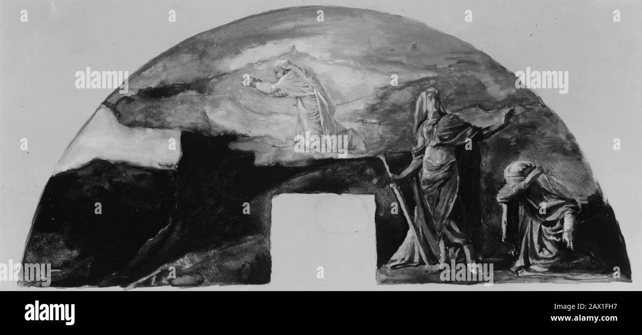 The Moral and Divine Law: Moses Receives the Law on Mount Sinai; colour ...