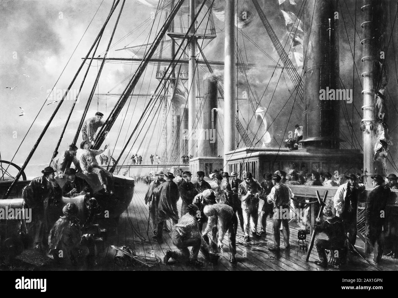 Making the Splice between the Shore End and the Ocean Cable, ca. 1866 ...