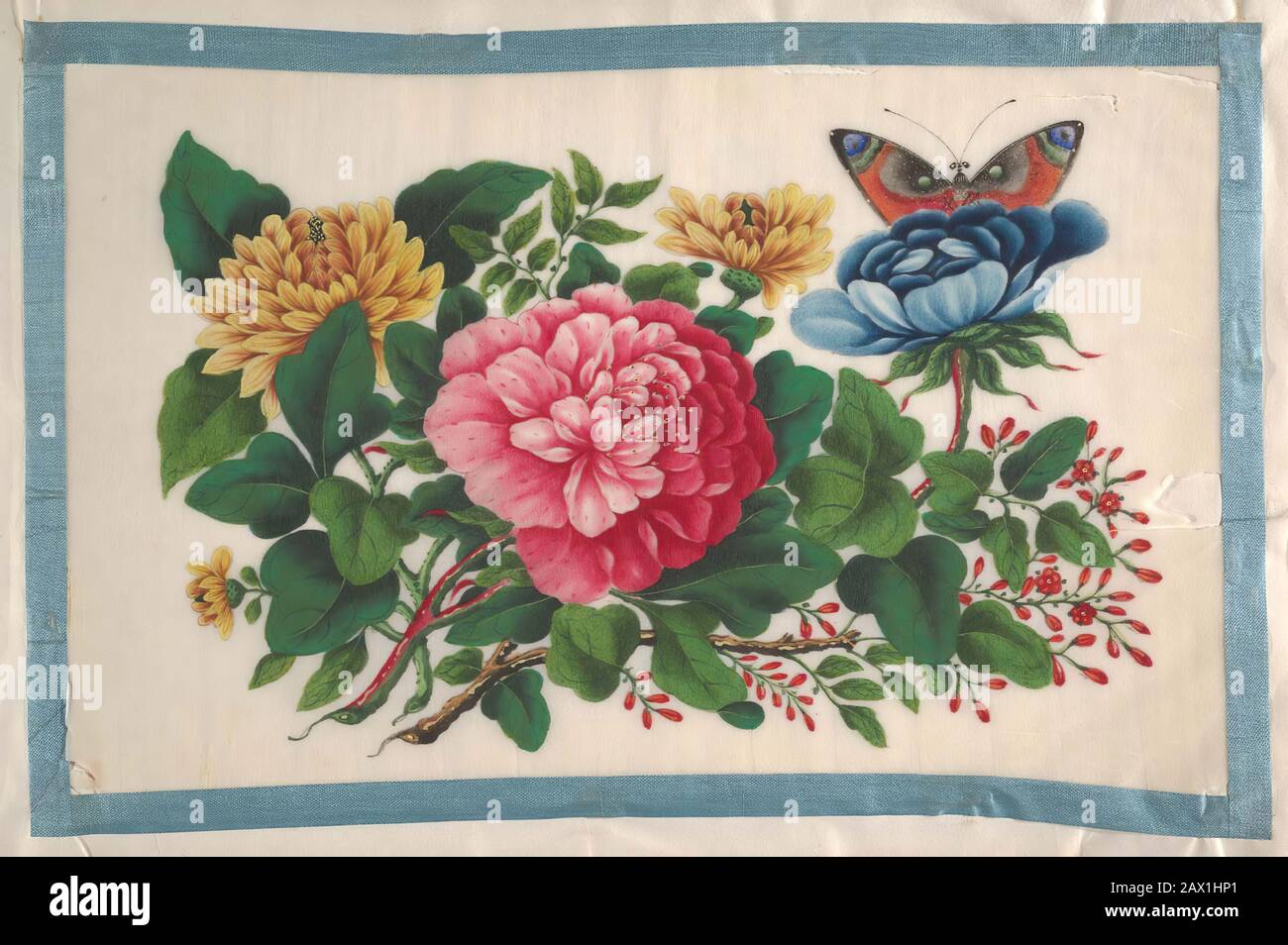 Album Containing Twelve Paintings of Flowers, 19th century Stock Photo ...