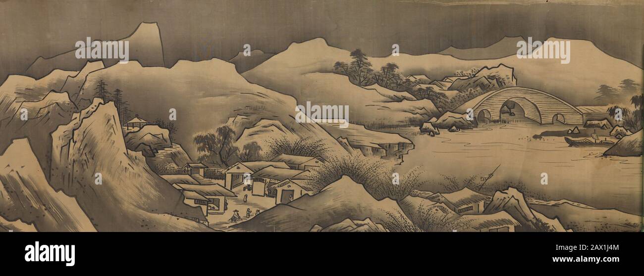 Landscape, 17th century. Edo period Stock Photo - Alamy