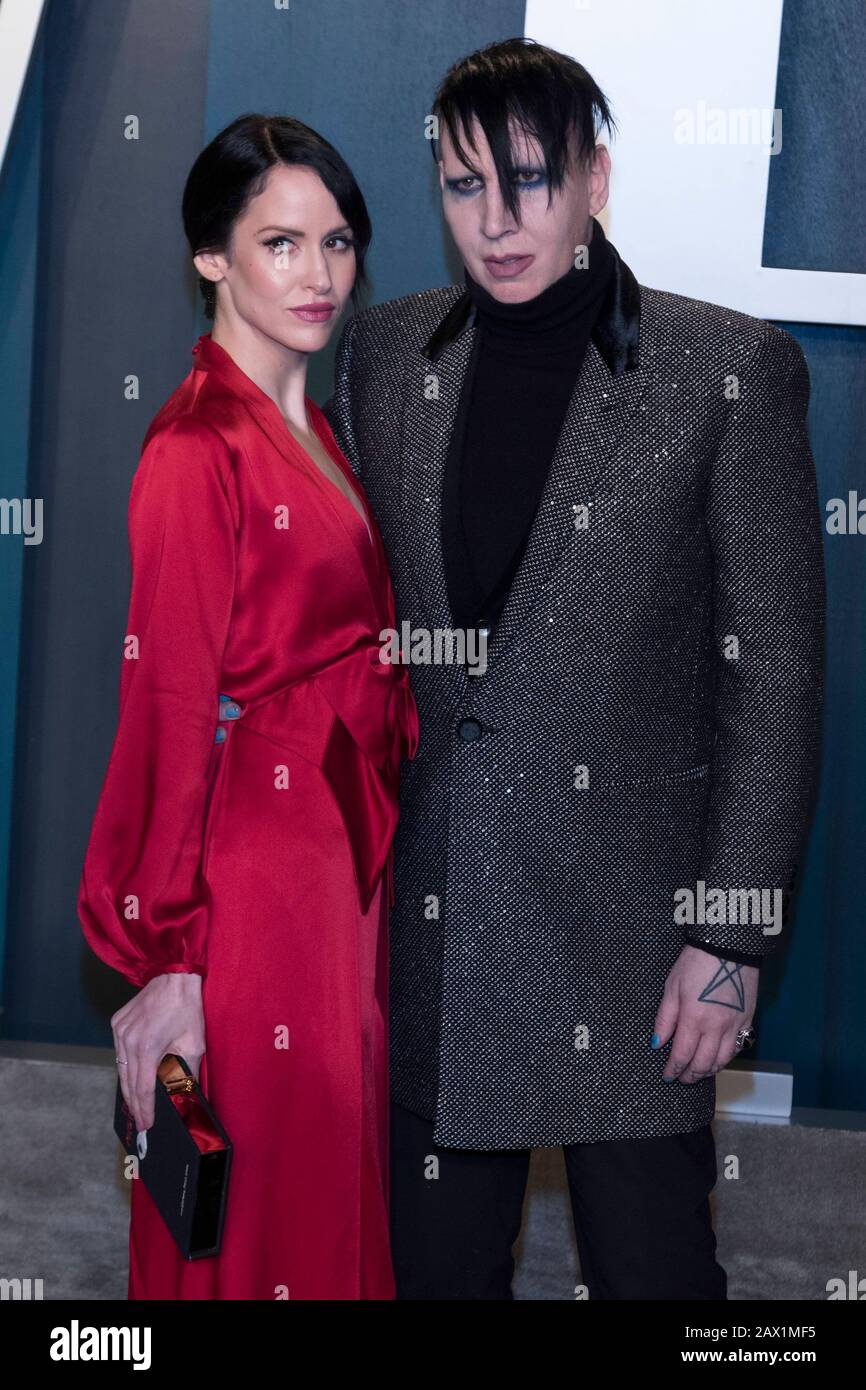 Lindsay Usich and Marilyn Manson attend the Vanity Fair Oscar Party at ...