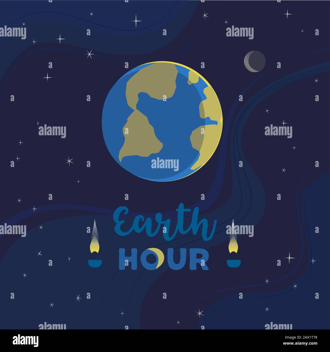 Earth hour day flat color vector illustration Stock Vector Image & Art ...