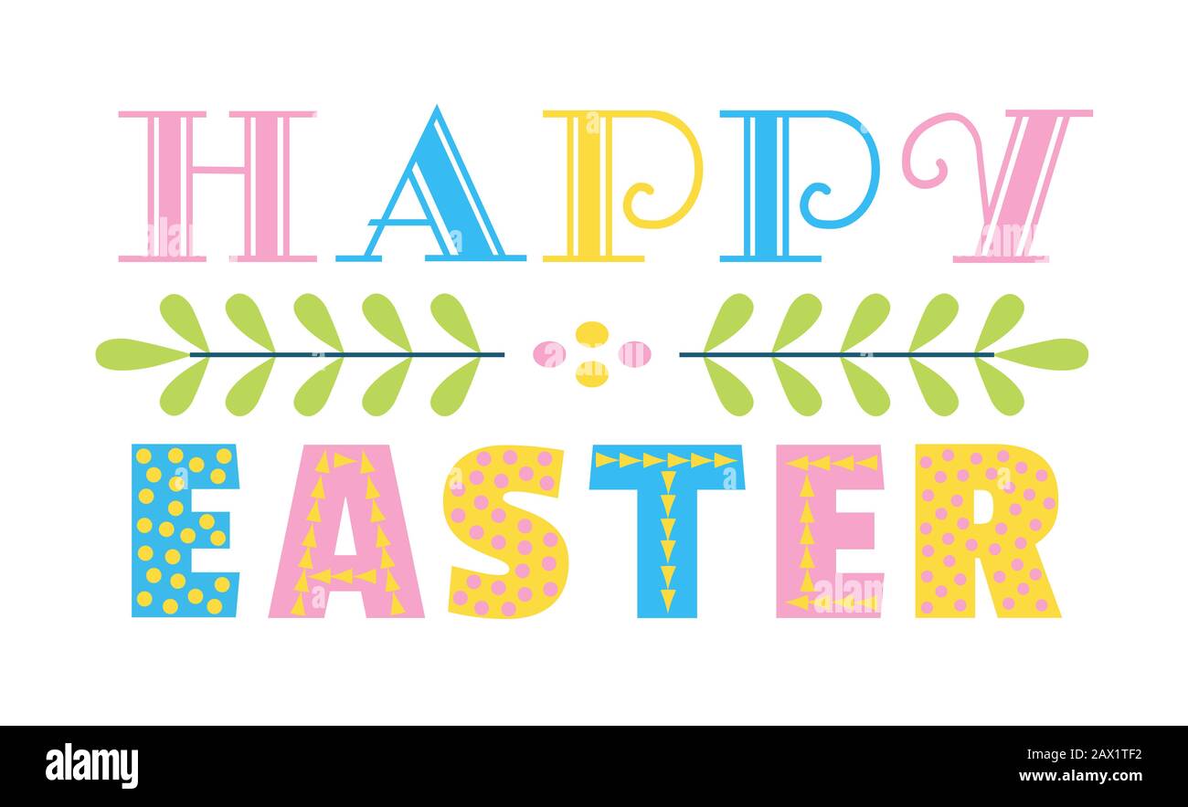 Happy Easter fancy hand drawn letters isolated Stock Vector Image & Art ...