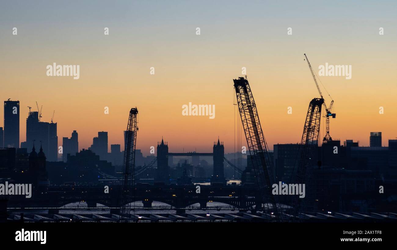 Majestic dawn sunrise landscape cityscape over London city sykline ...