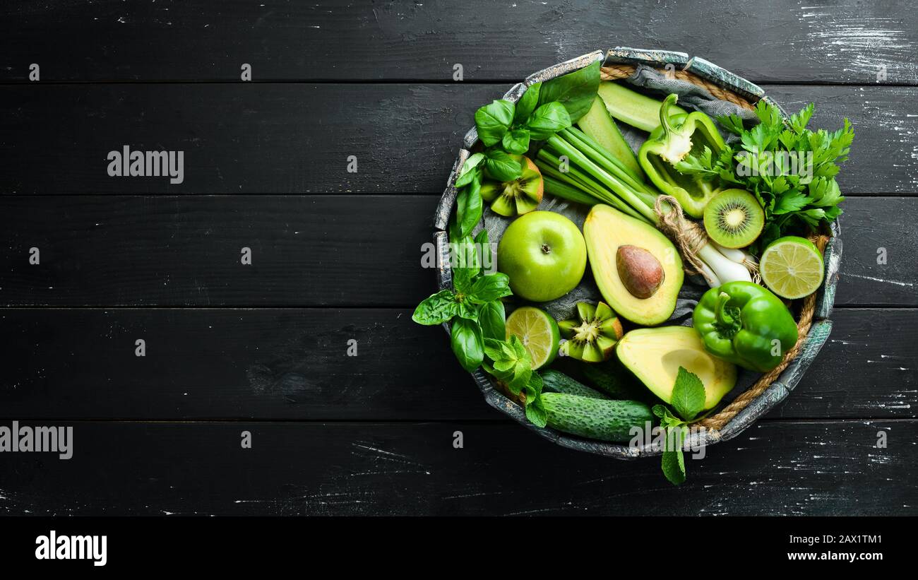 Fresh Green Fruits and Vegetables. Pure selection and source of ...