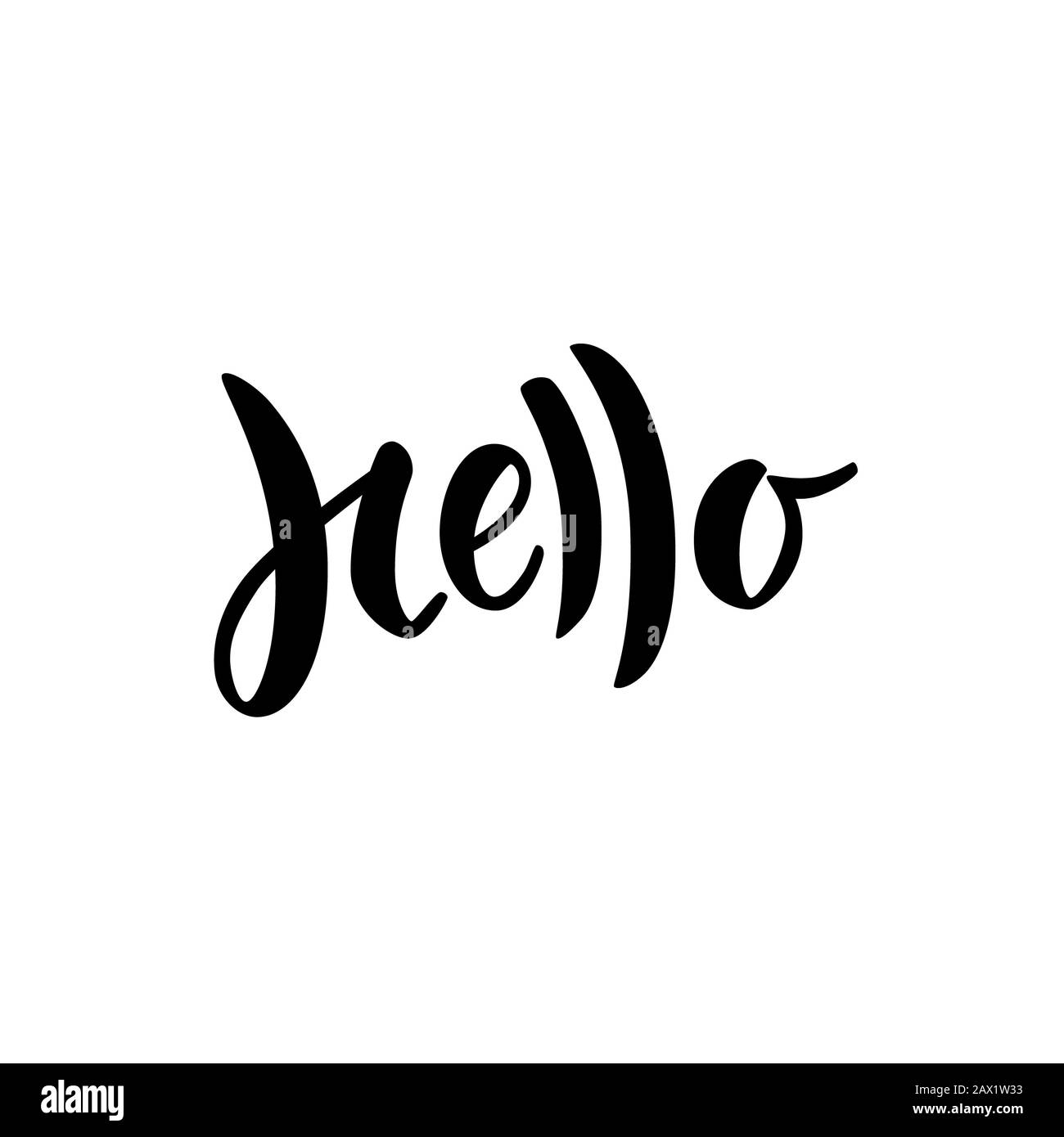 Hello Hand lettered word. Modern brush lettering isolated on white ...