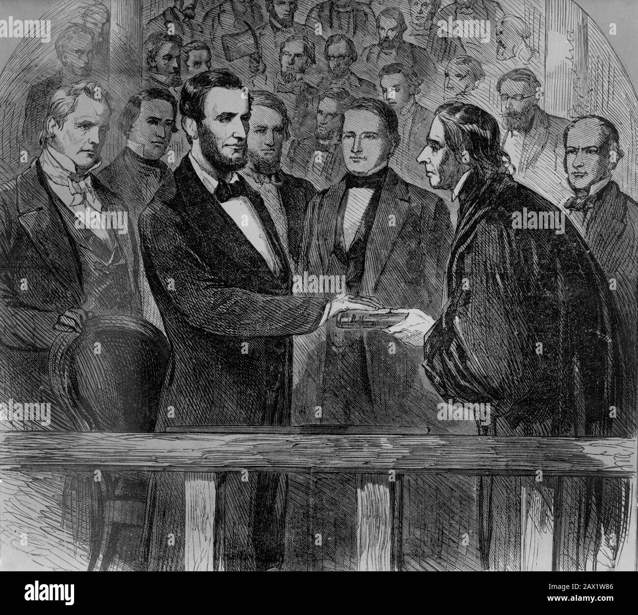The U.S.A. President ABRAHAM LINCOLN ( 1809 - 1865 ) sworn in by Chief ...