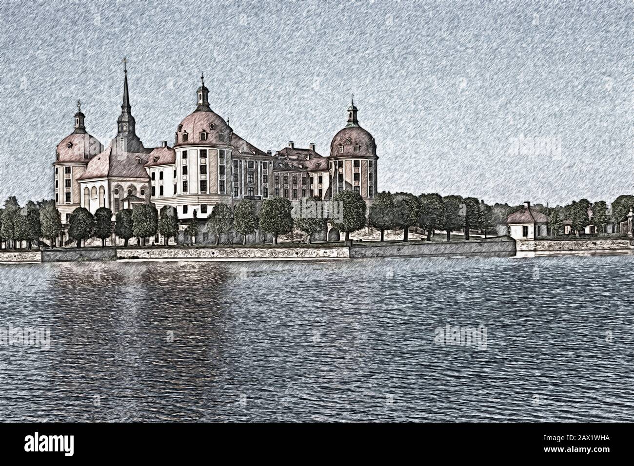 Moritzburg Castle, baroque hunting lodge from Saxonian King August the ...