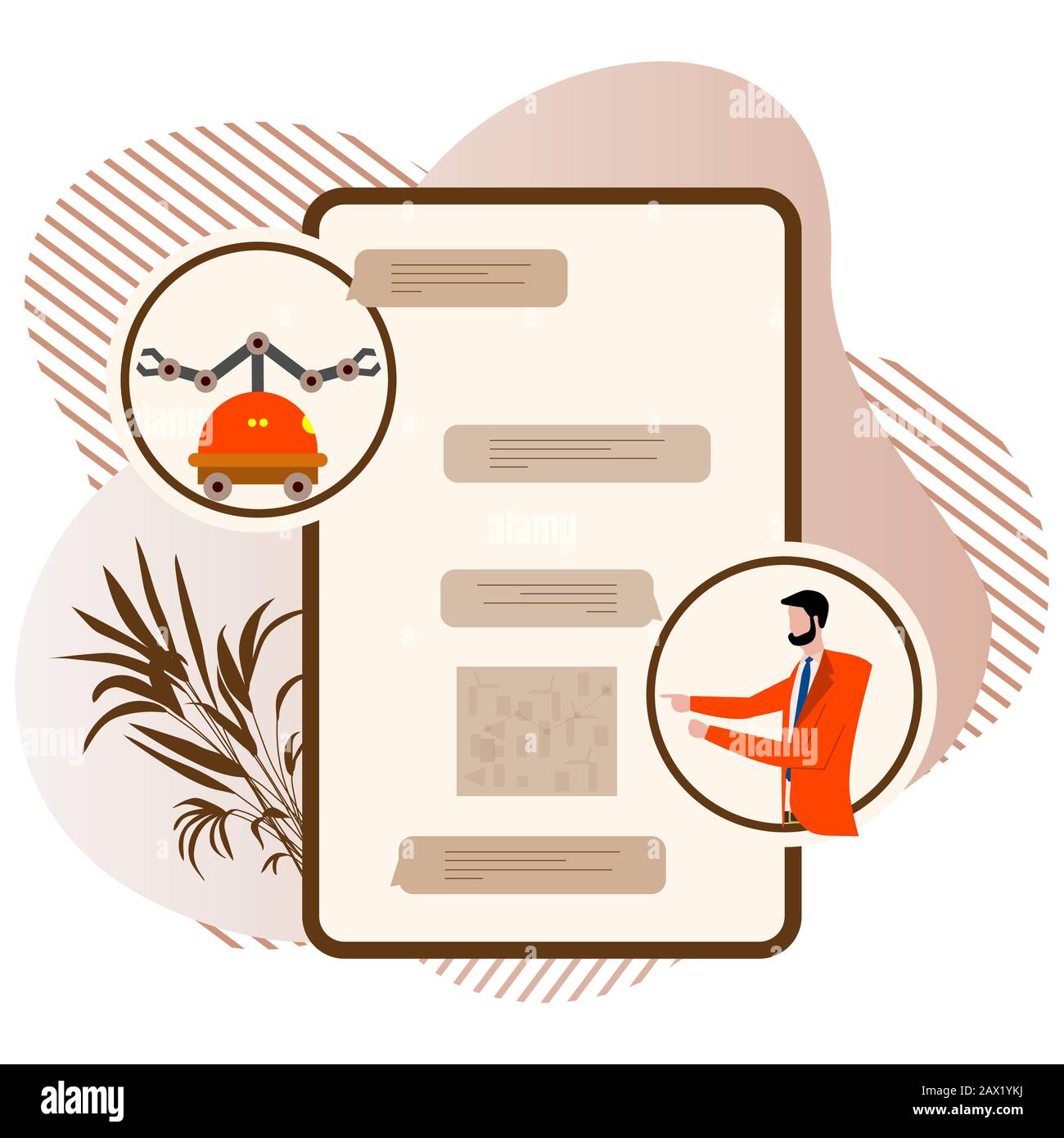 Vector illustration Robot corresponded with human. Chat bot virtual ...