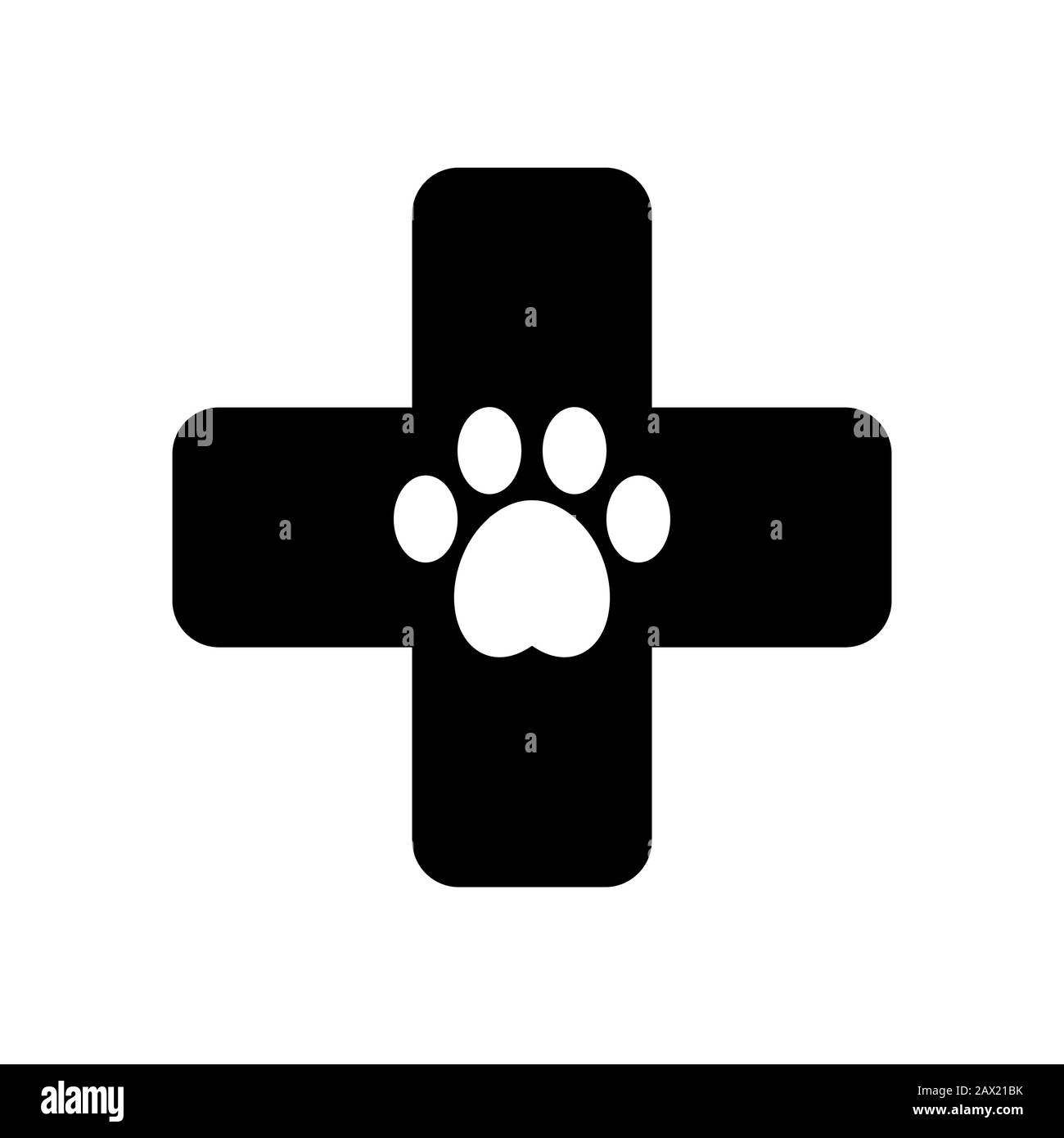 Medical veterinarian cross with paw, vector sign or logotype Stock ...