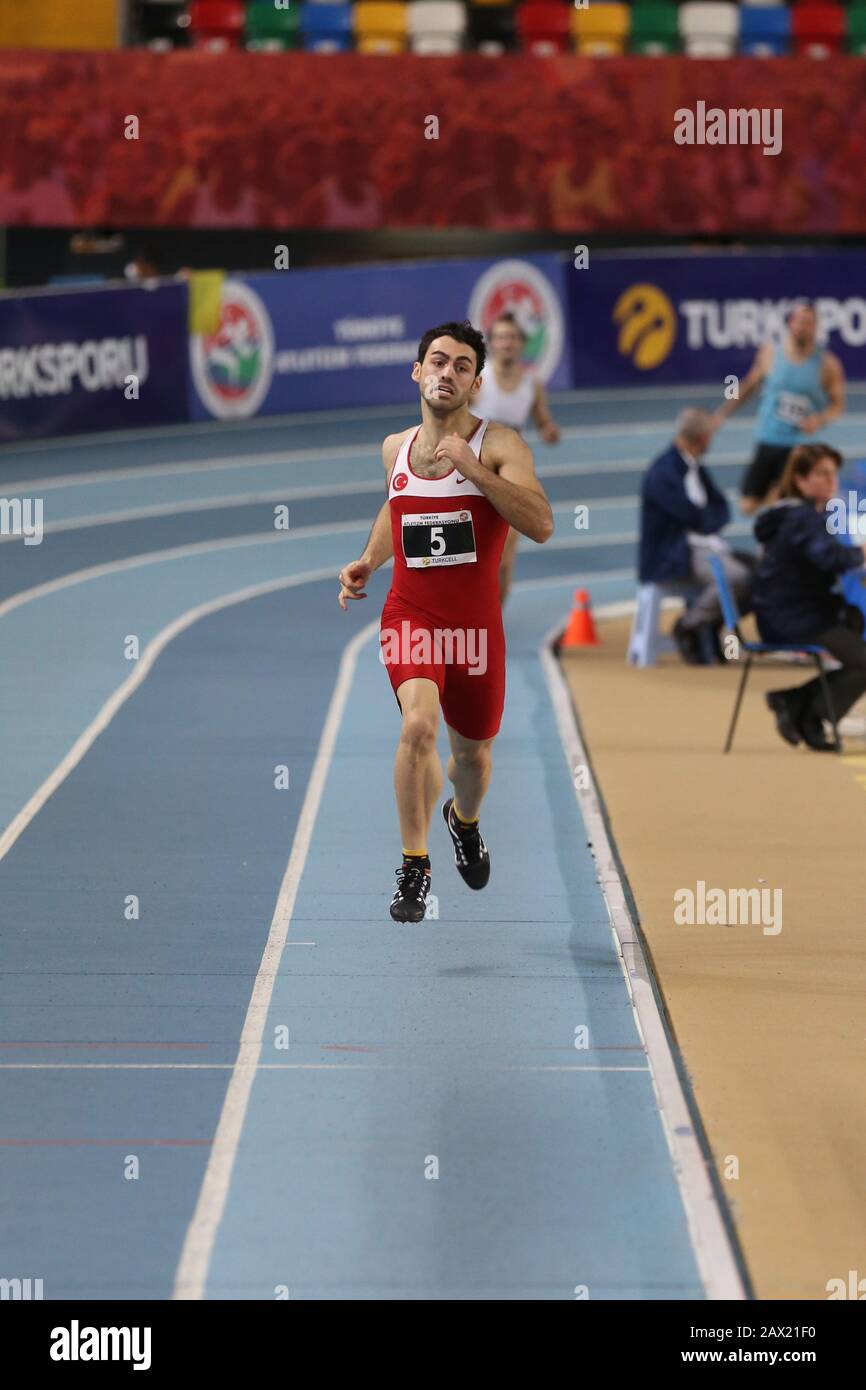 ISTANBUL, TURKEY - JANUARY 26, 2020: Undefined athlete running during ...