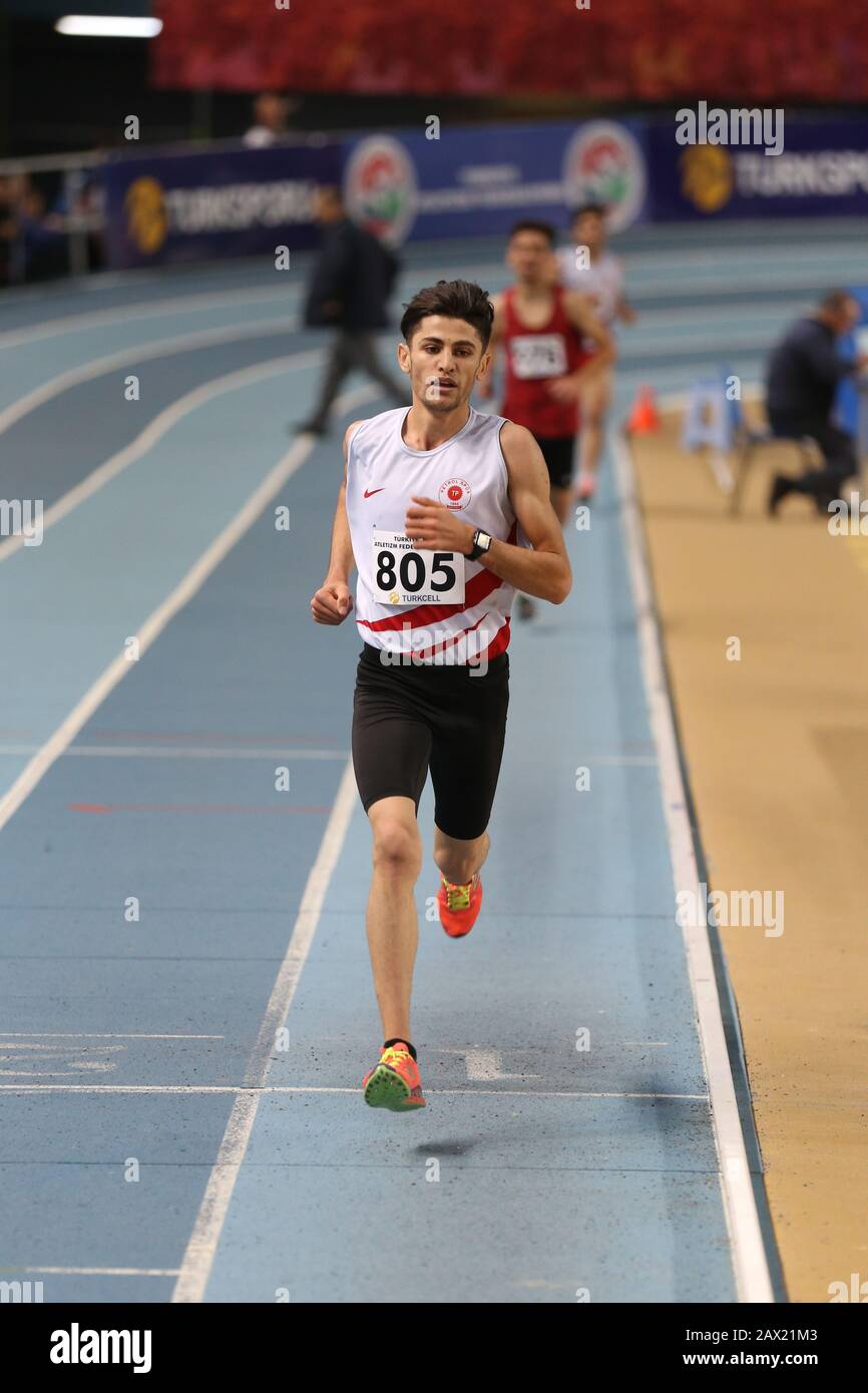 ISTANBUL, TURKEY - JANUARY 26, 2020: Undefined athlete running during ...