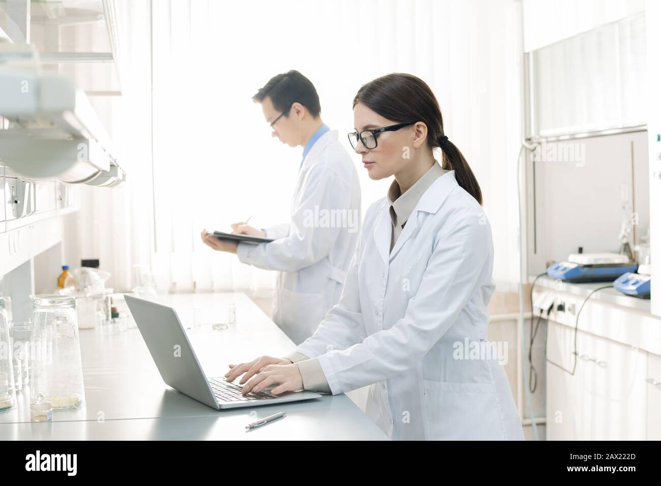 Portrait two asian scientists wearing hi-res stock photography and ...