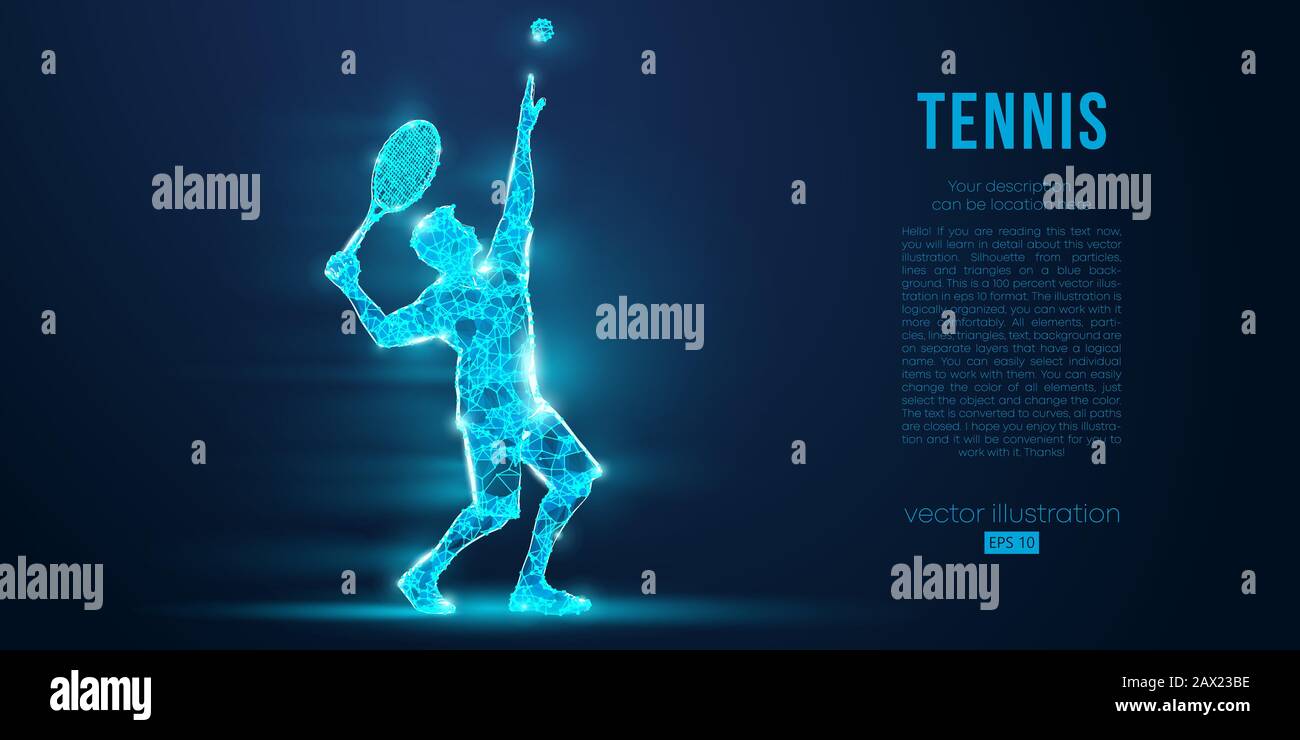Abstract silhouette of tennis player man, male with ball and racket ...