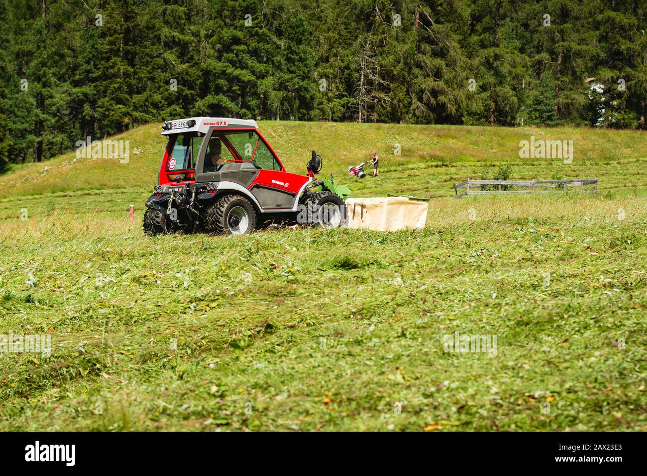 St Moritz, Engadin, Graubunden, Switzeland - August 6 2016 : red ...