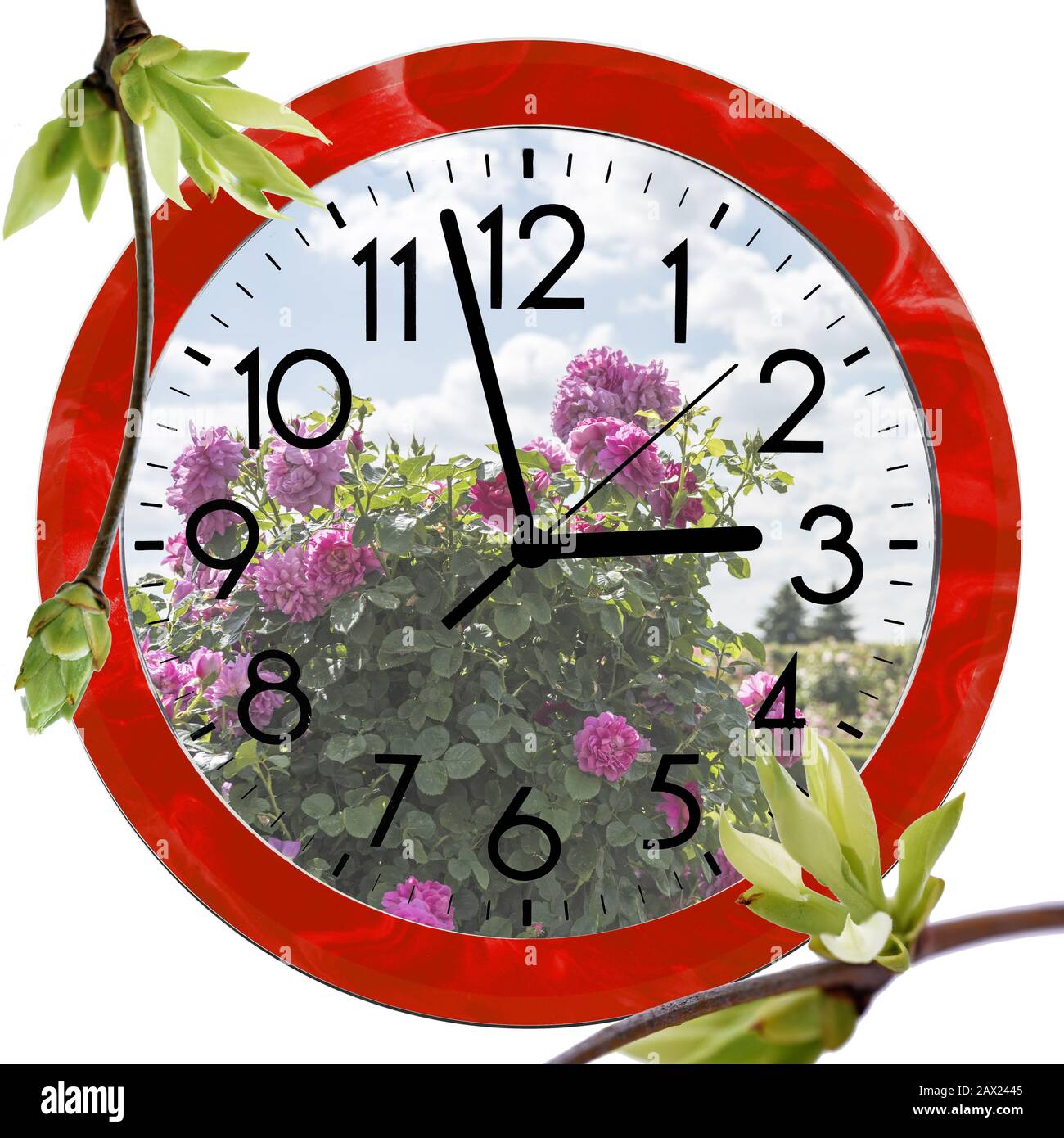 Daylight Saving Time (DST). Wall Clock going to summer time (+1). Turn ...