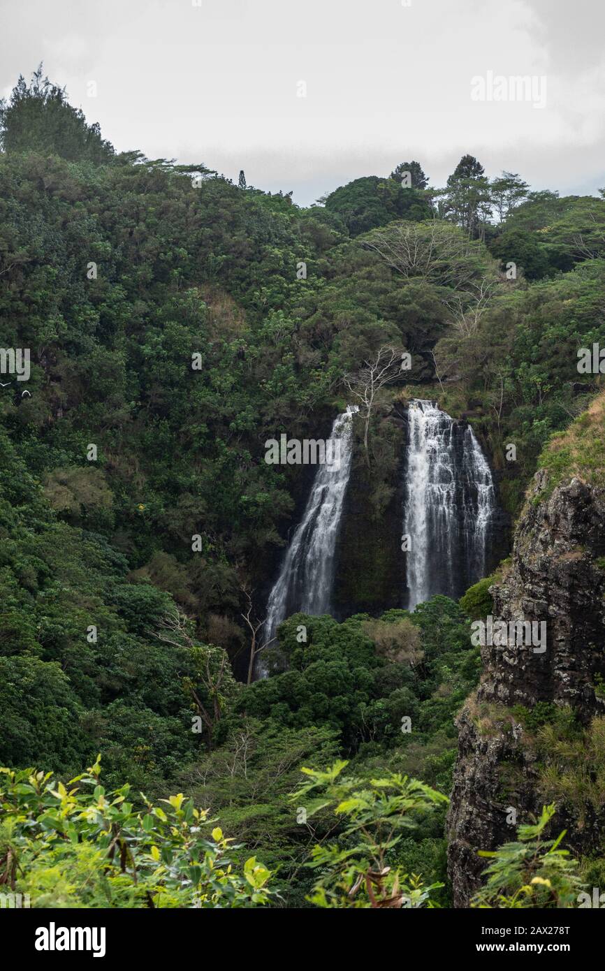 Nawiliwili, Kauai, Hawaii, USA. - January 16, 2020: White water Opaekaa ...