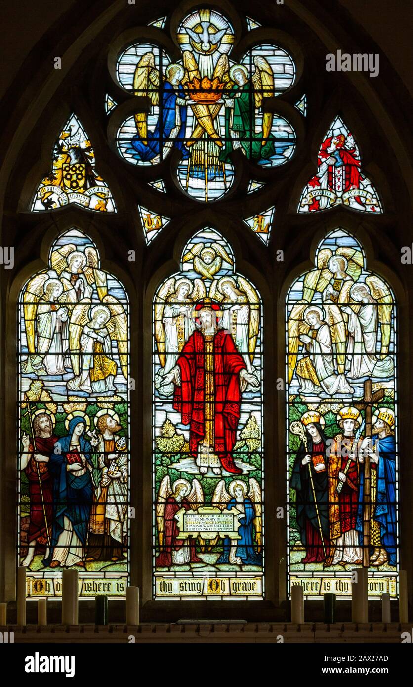Stained glass in east window by Powell and Son 1912, Christ the King ...