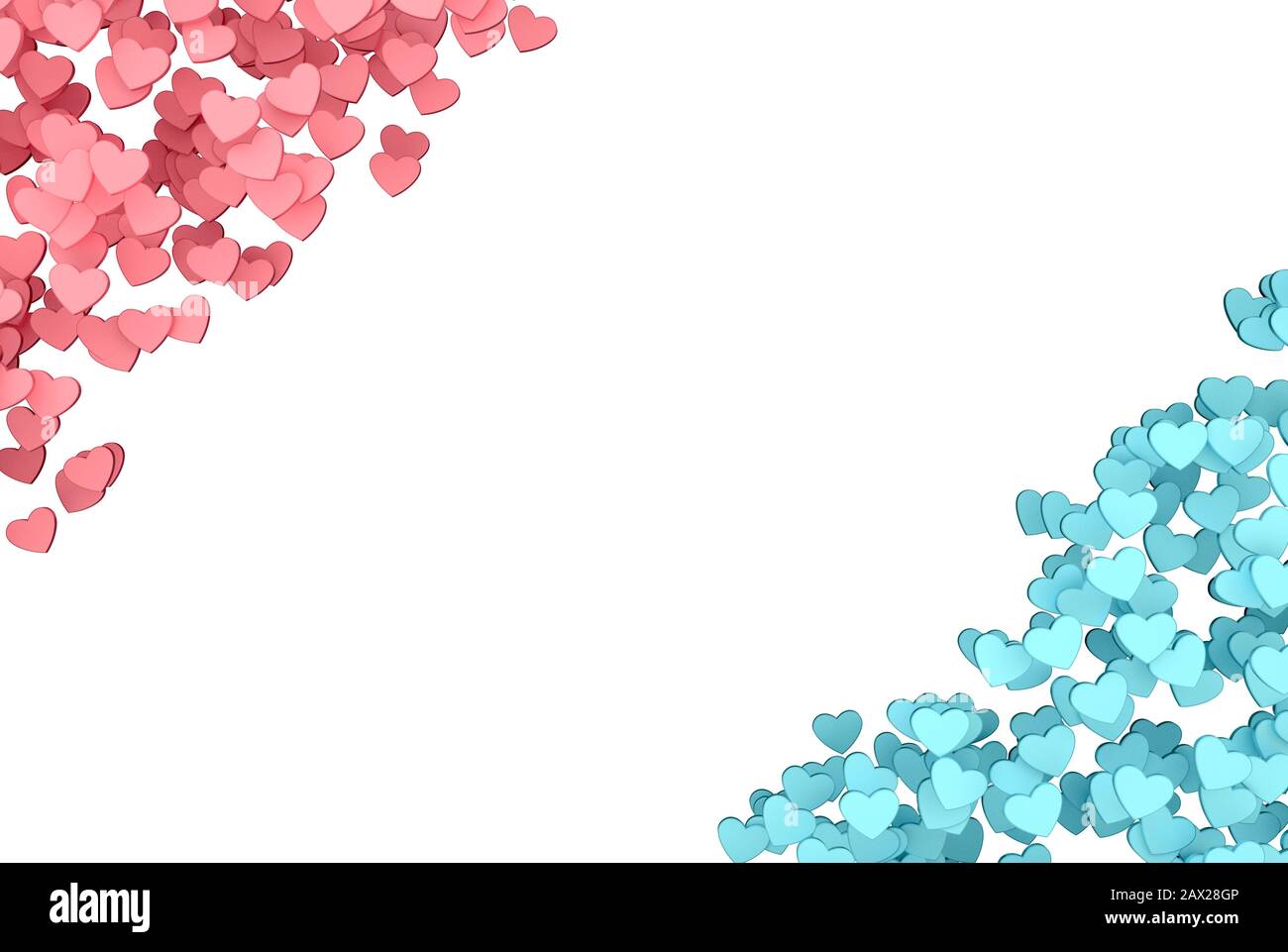 blue and pink heart symbols in corners image. 3d rendering Stock Photo ...