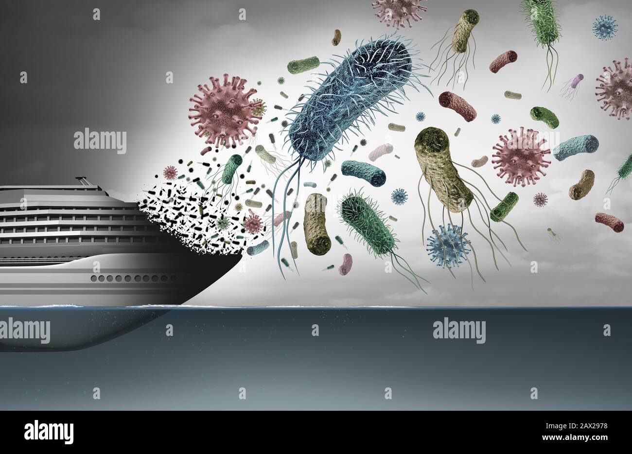 Disease on ship and cruise liner virus outbreak and norovirus and e ...