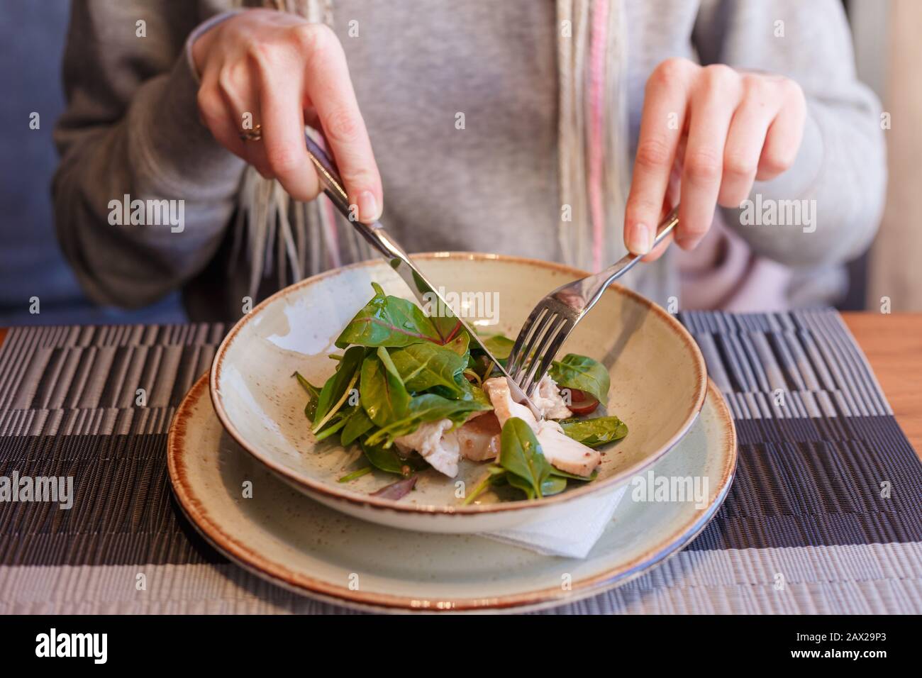 healthy eating, dieting and people concept - close up of young woman ...
