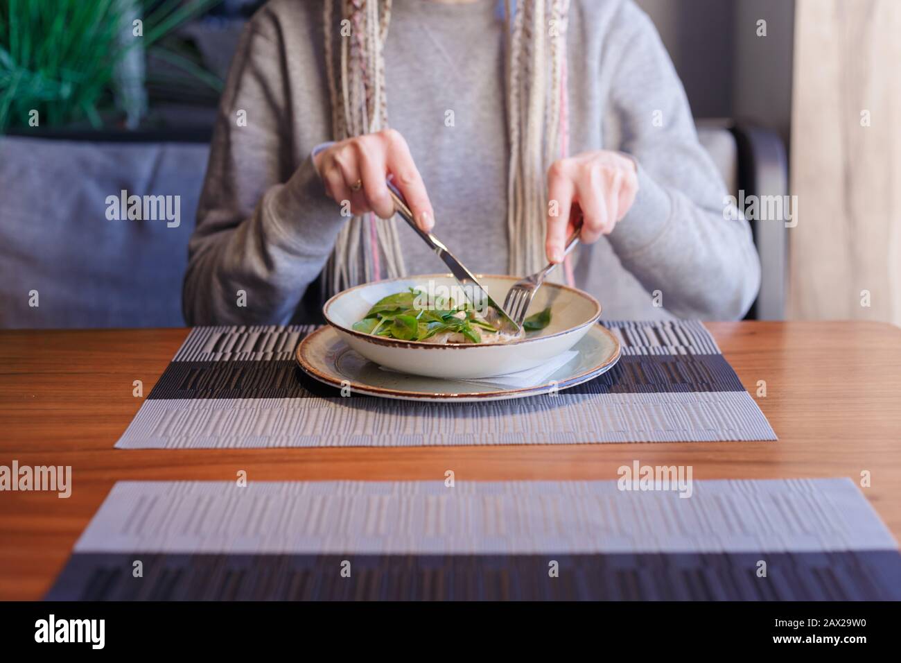 Healthy eating, dieting and people concept - close up of young woman ...