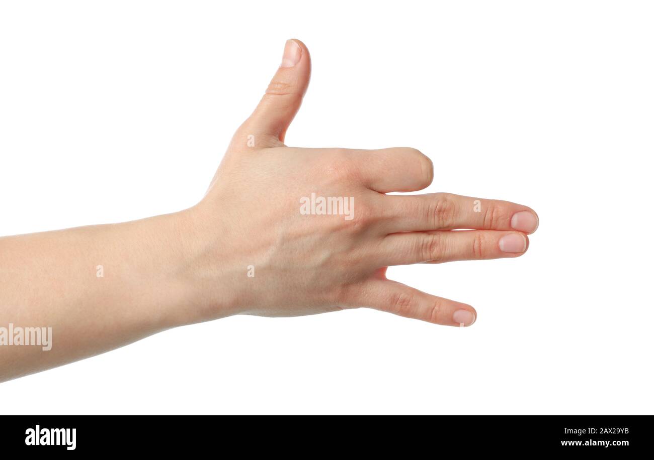Female hand showing gesture, isolated on white background Stock Photo ...