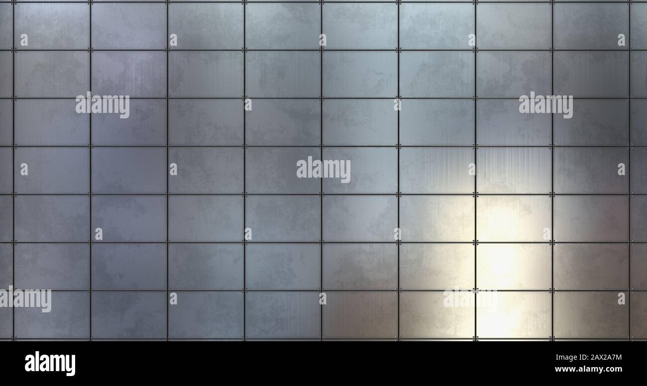 Metal background wall. 3D render metal panel Stock Photo - Alamy