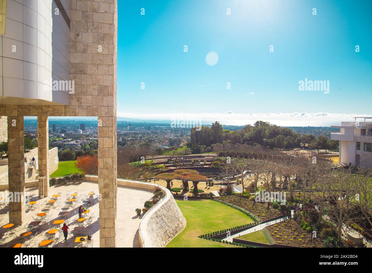 Getty museum art outside garden building los angeles Stock Photo - Alamy