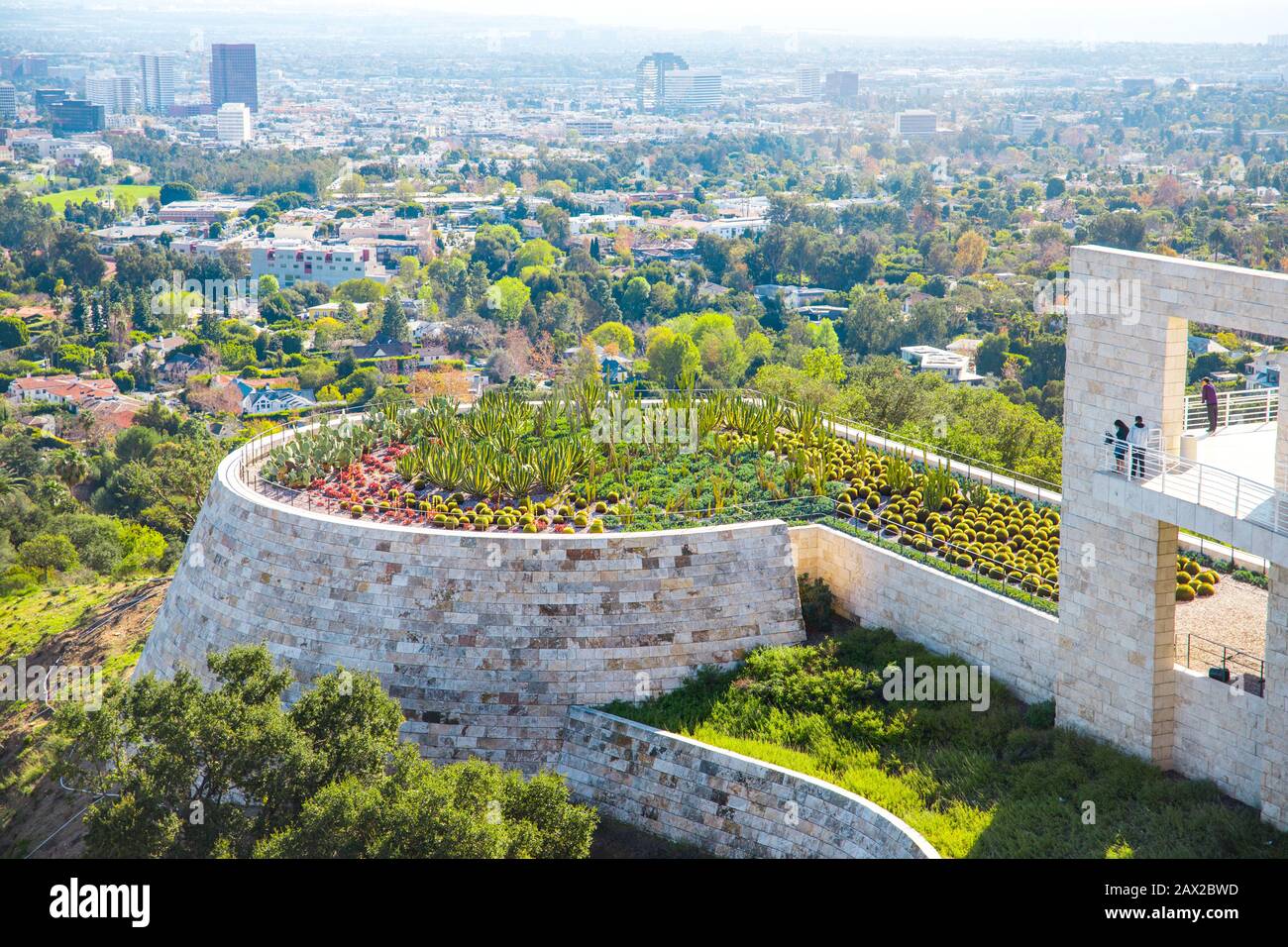 Getty museum art outside garden building los angeles Stock Photo - Alamy