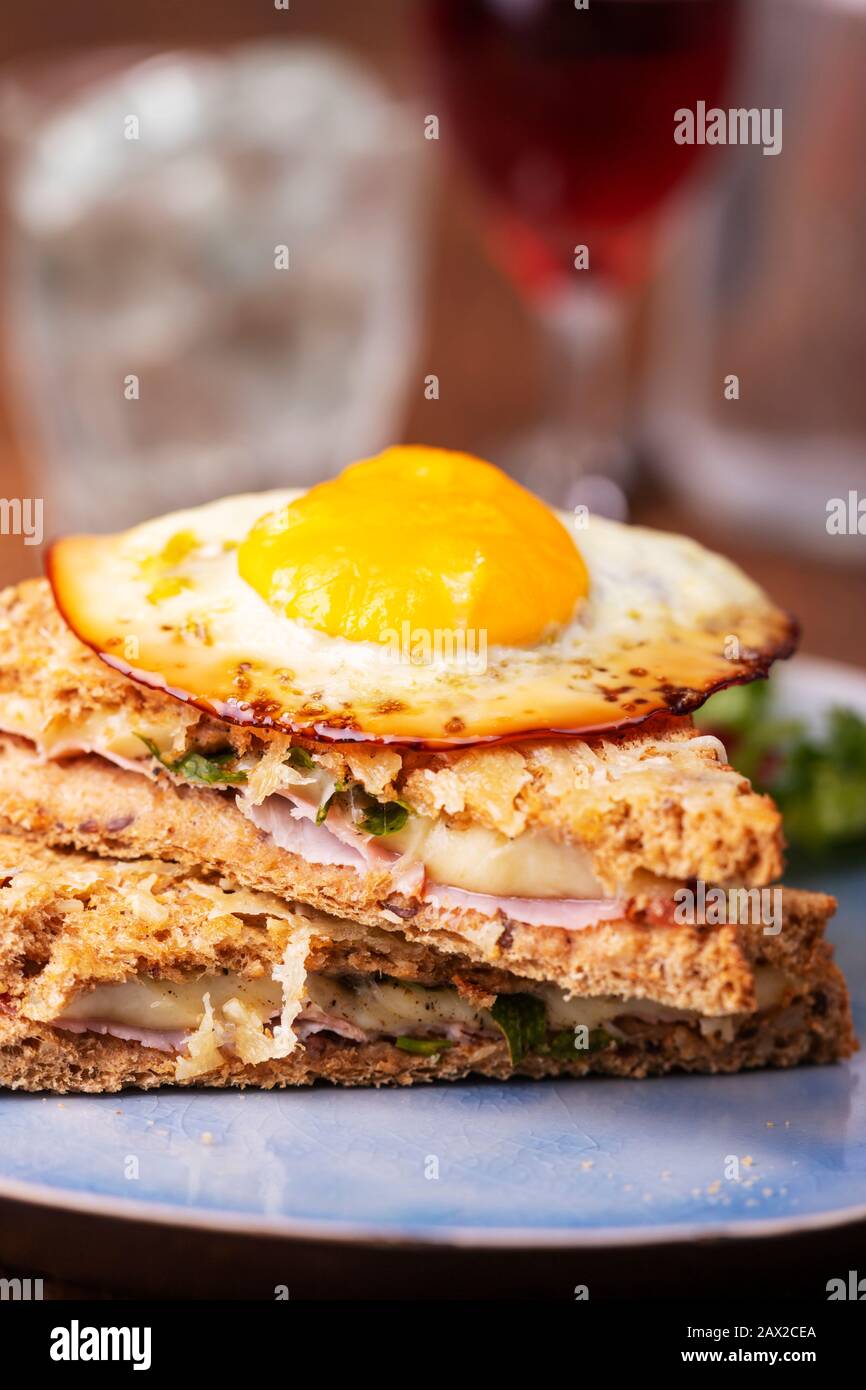 closeup of a french croque madame Stock Photo - Alamy