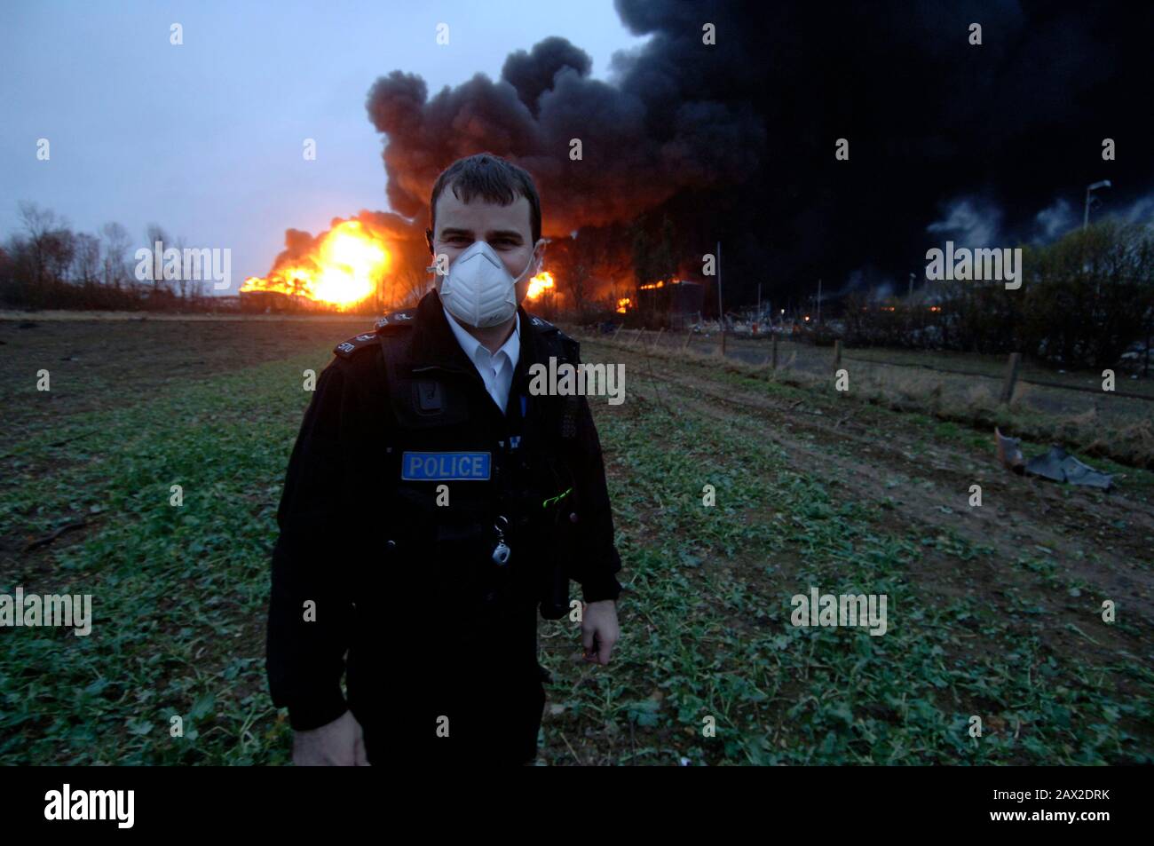 Devastation around The Buncefield Oil storage facility following a ...