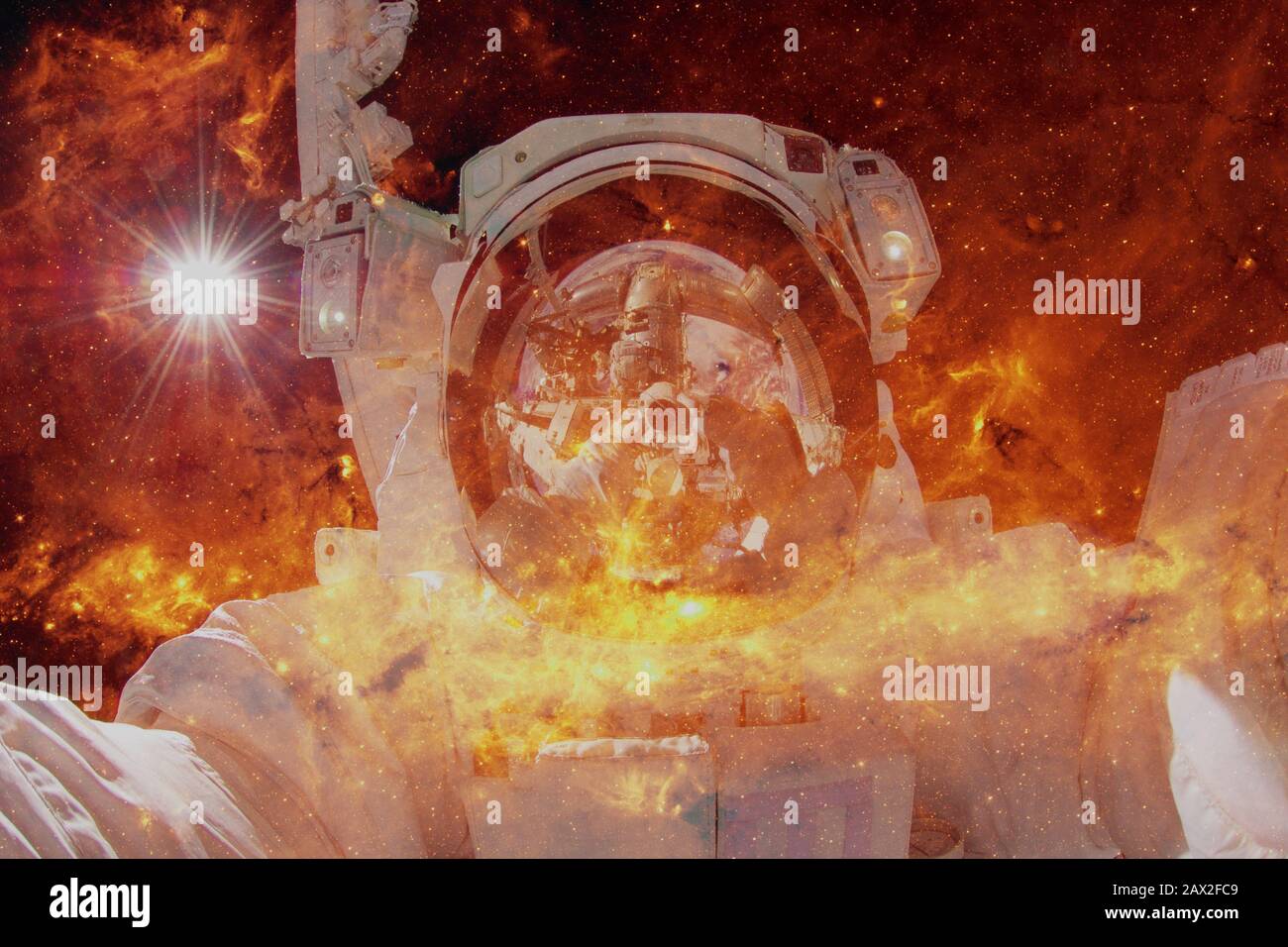Astronaut in outer space. Science fiction art. Elements of this image ...