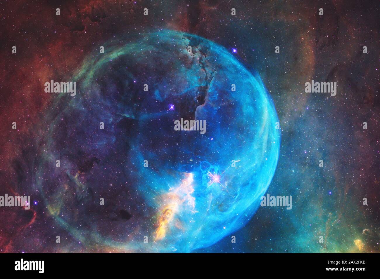 Nebulae and stars in outer space, glowing mysterious universe. Elements ...