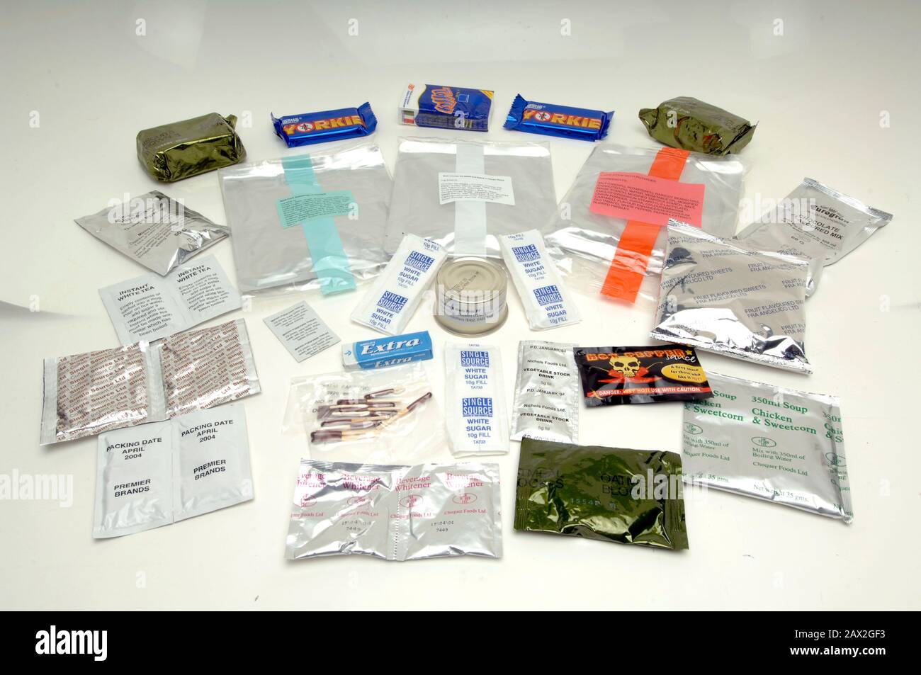A 24 hour ration pack issued to soldiers serving in Afghanistan in 2005 ...
