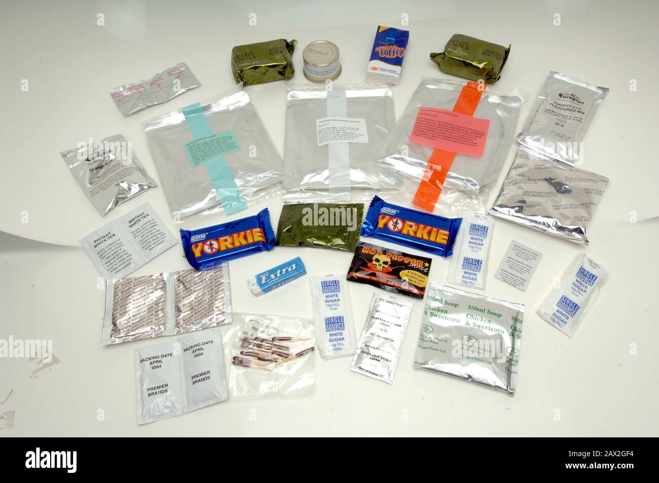 A 24 hour ration pack issued to soldiers serving in Afghanistan in 2005 ...