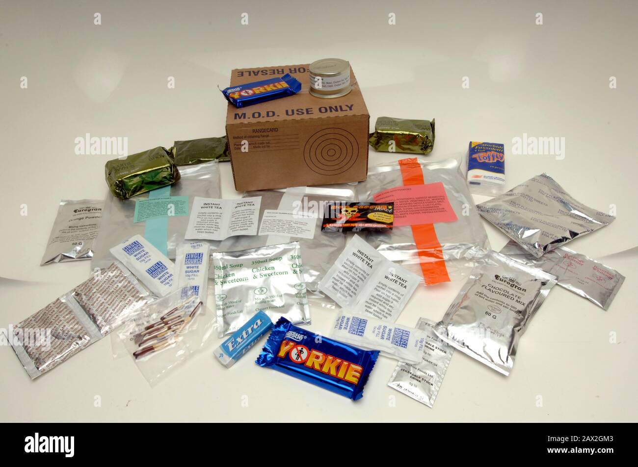 A 24 hour ration pack issued to soldiers serving in Afghanistan in 2005 ...