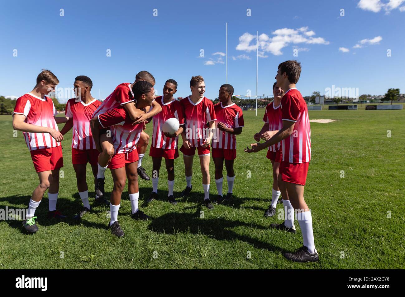Rugby team talking before playing Stock Photo - Alamy