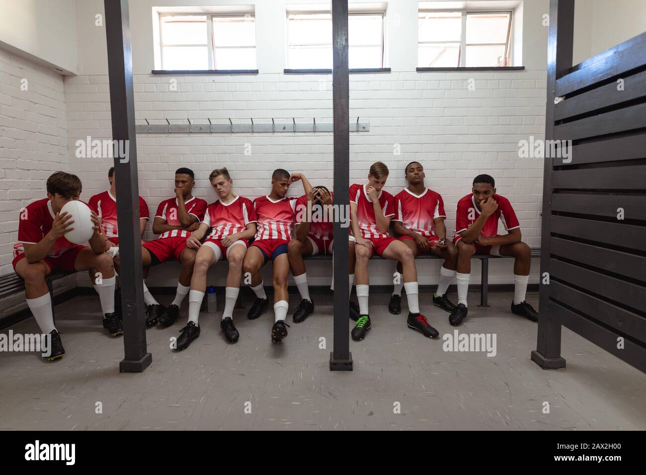 Rugby team in the locker room Stock Photo - Alamy