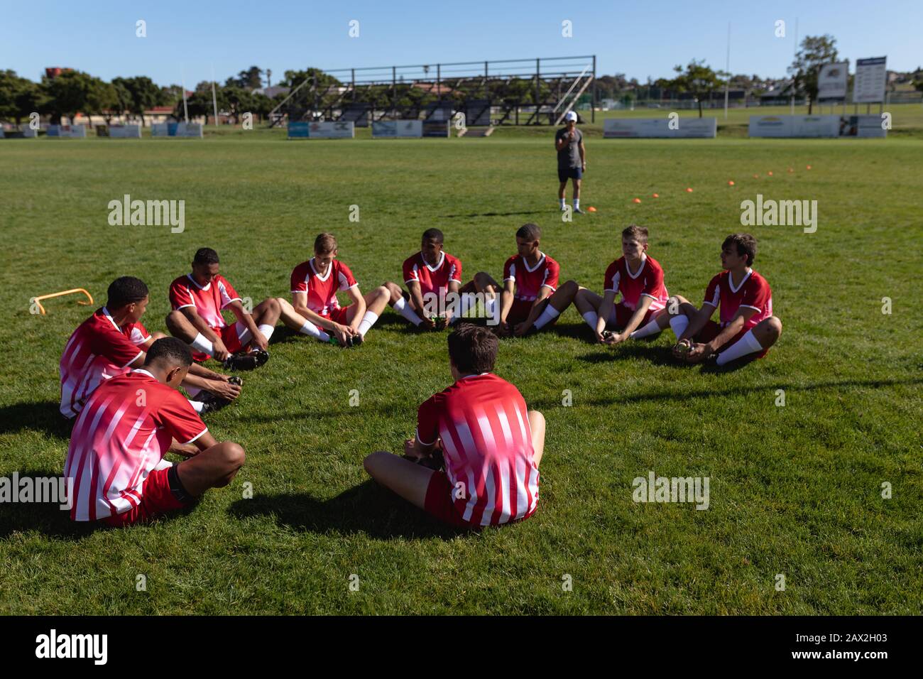 Rugby team stretching before playing Stock Photo - Alamy