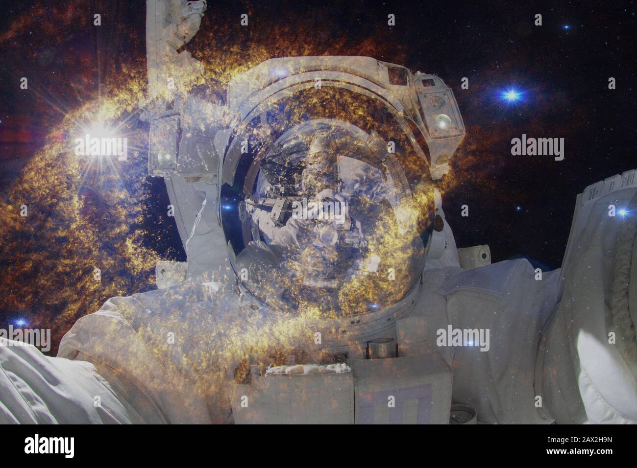 Astronaut in outer space. Science fiction art. Elements of this image ...