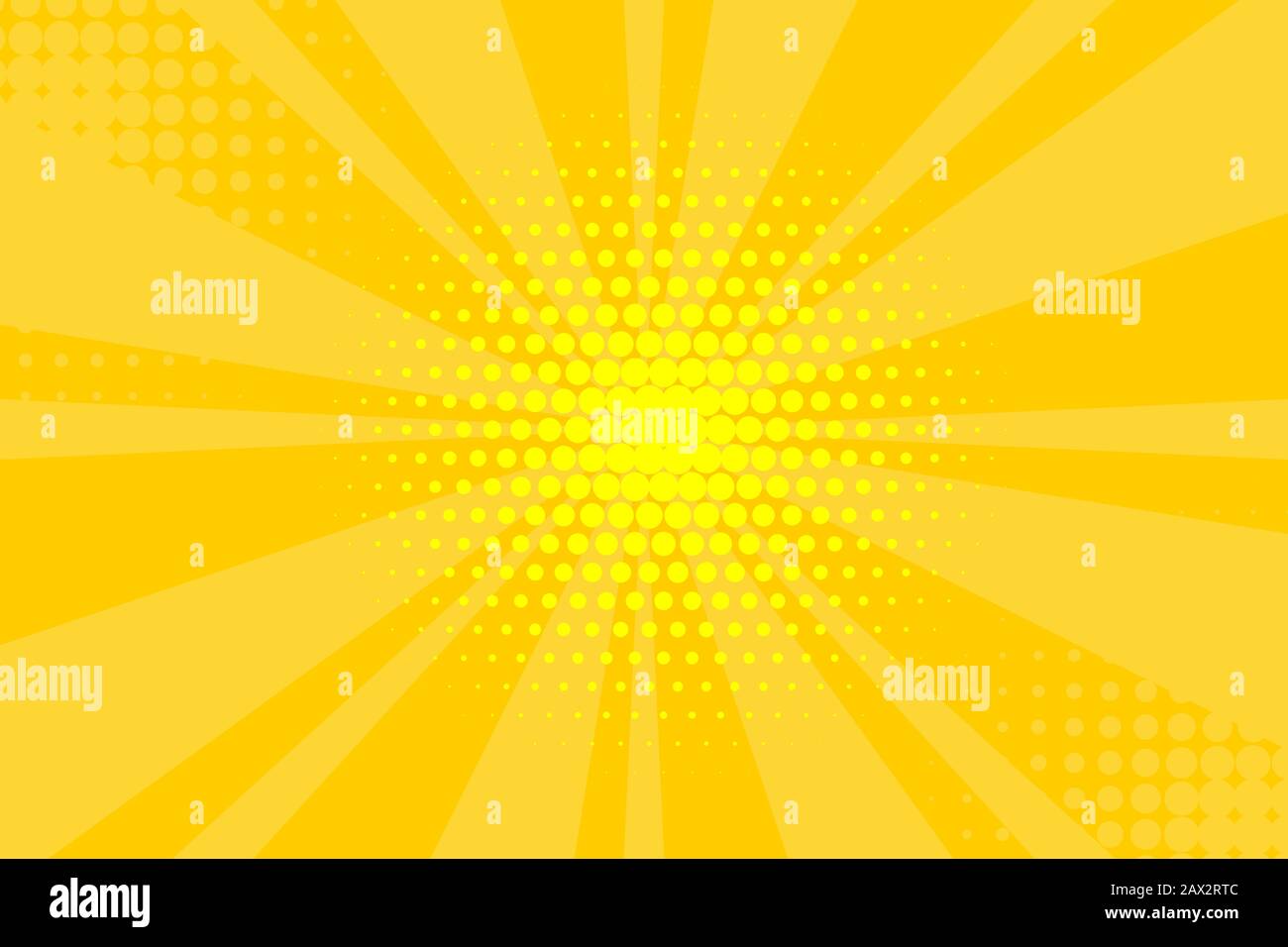 Comic yellow sunbeam background retro pop art style cartoon Stock ...
