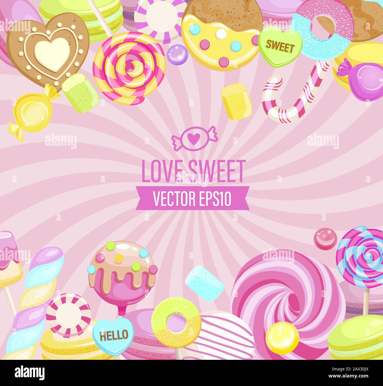 Love Sweet shop logo, with many sweets Stock Vector Image & Art - Alamy