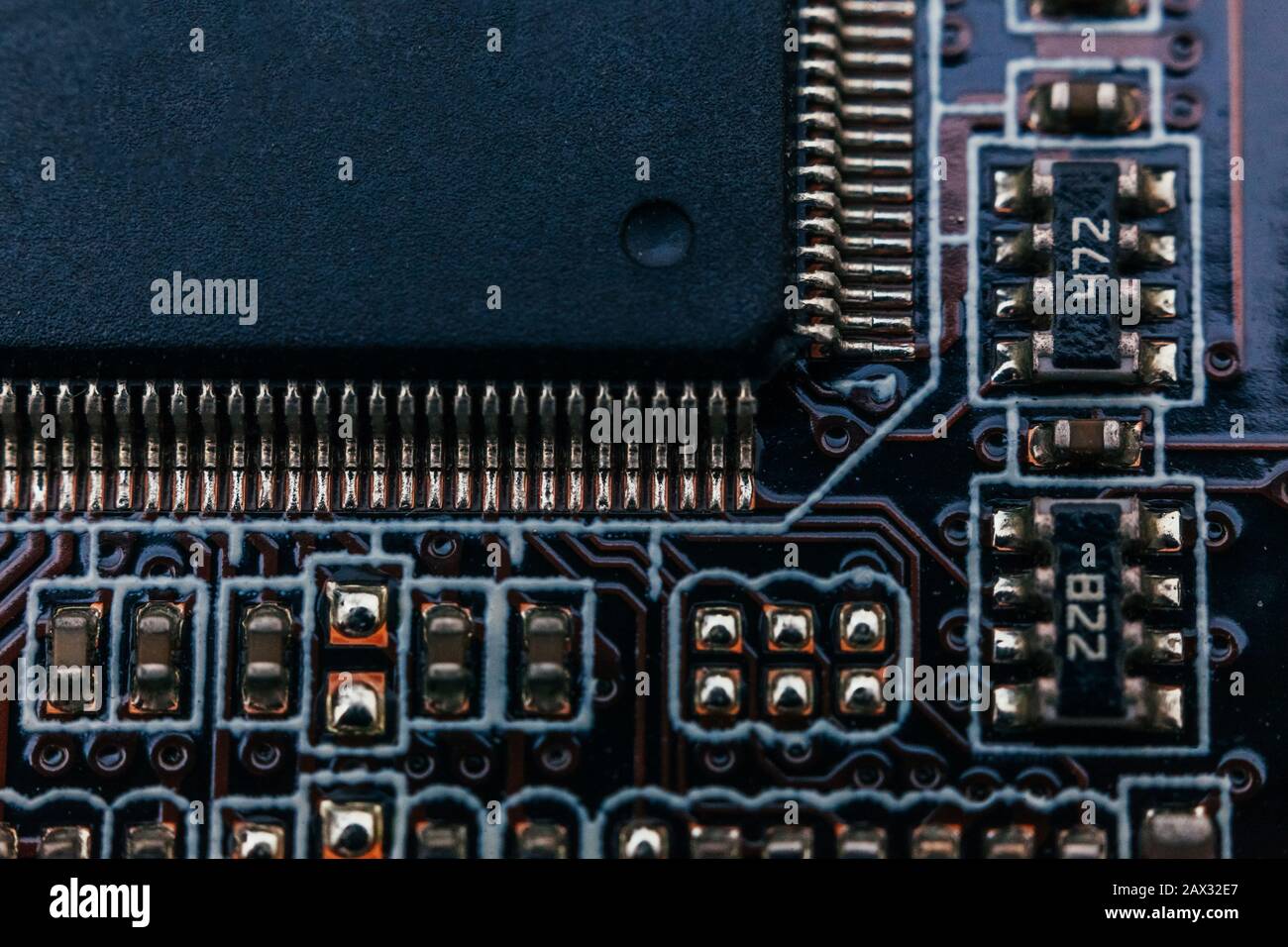 Circuit board repair. Electronic hardware modern technology. Motherboard digital personal ...