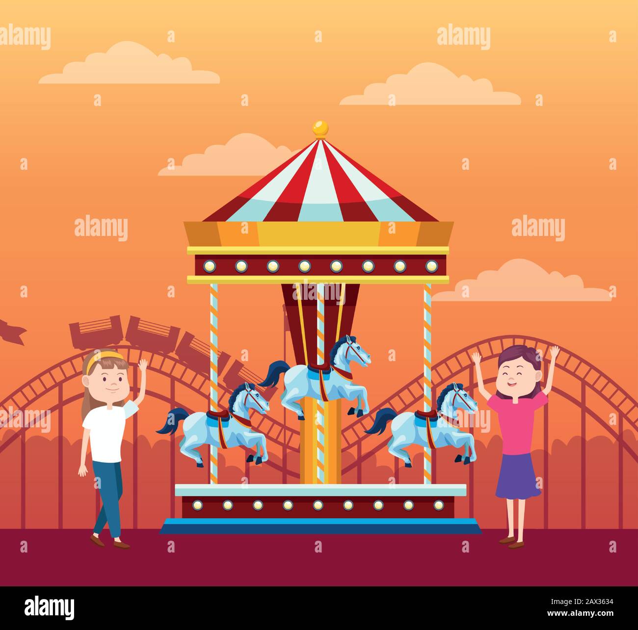 Woman carousel Stock Vector Images - Alamy